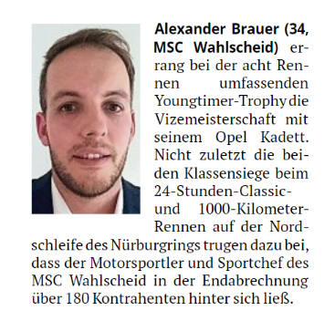 Sportlerwahl im Rhein Sieg Kreis - MSC Pilot Alex Brauer mit dabei ...
